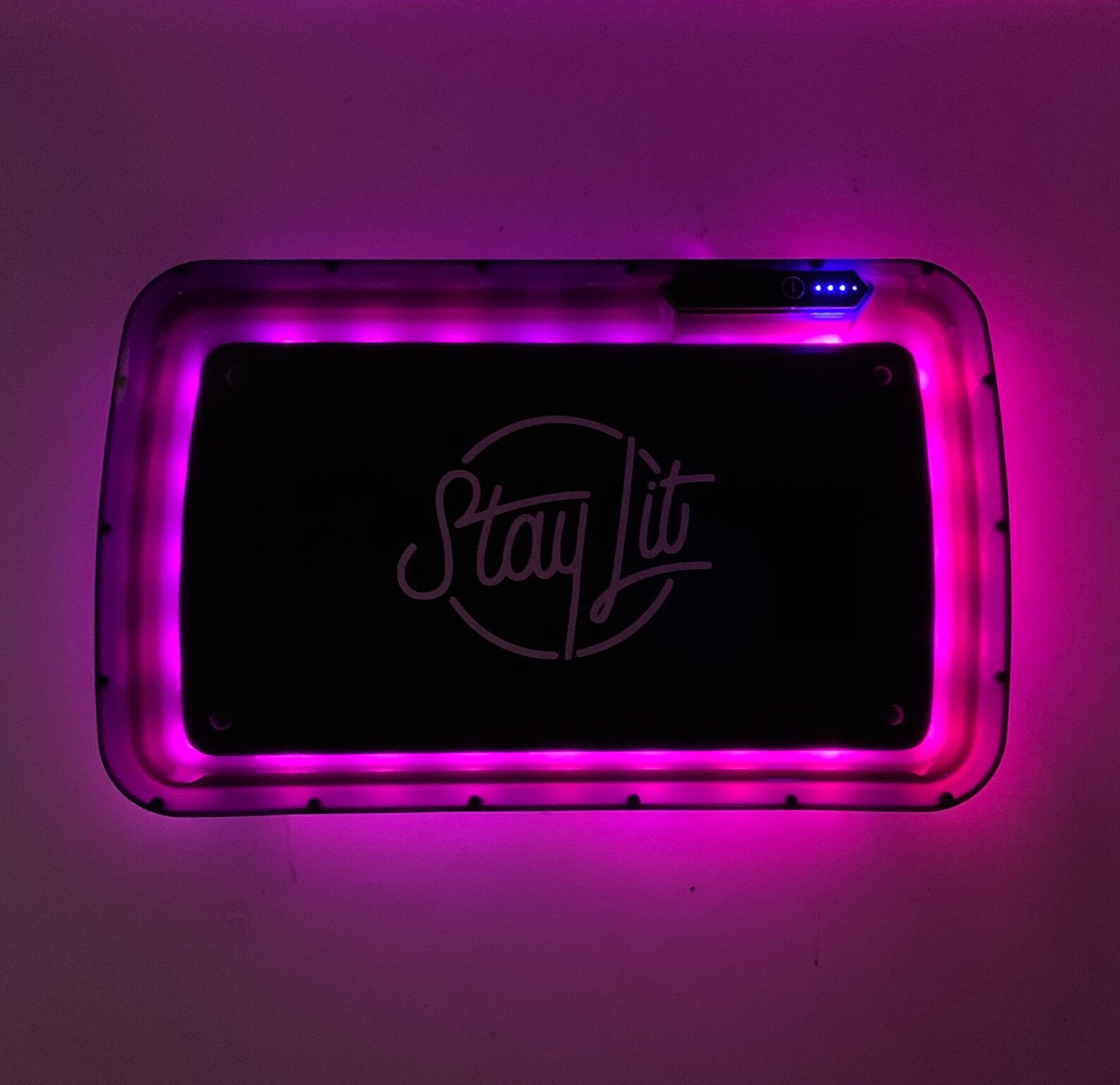 Glow Tray X Staylit Pink Glitter Black LED Rolling Tray 7 - Etsy