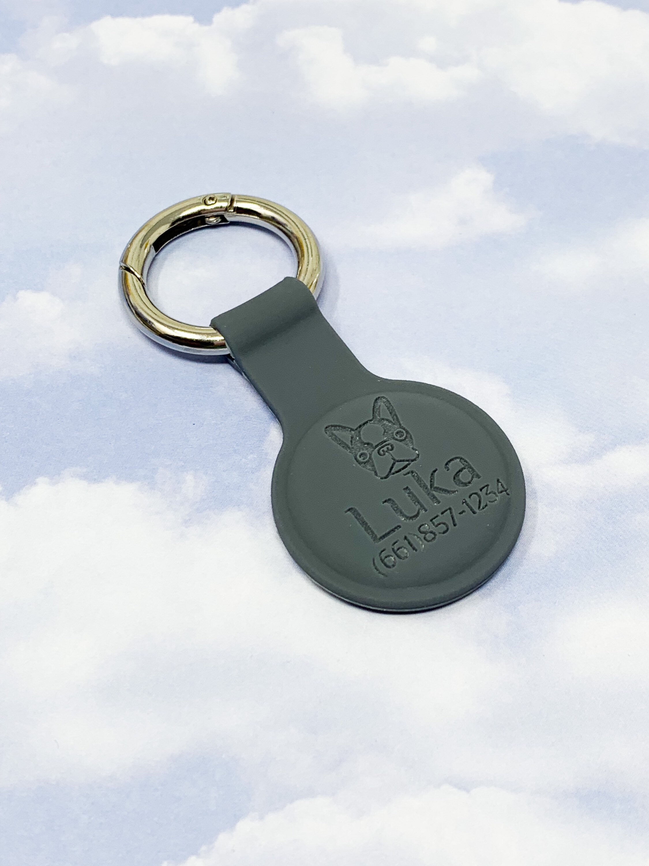 Custom Silicone AirTag Case Laser Engraved Name Initials Puppy Bulldog ...