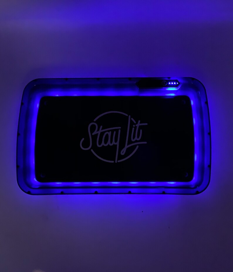 Glow Tray X Staylit Pink Glitter Black LED Rolling Tray 7 - Etsy