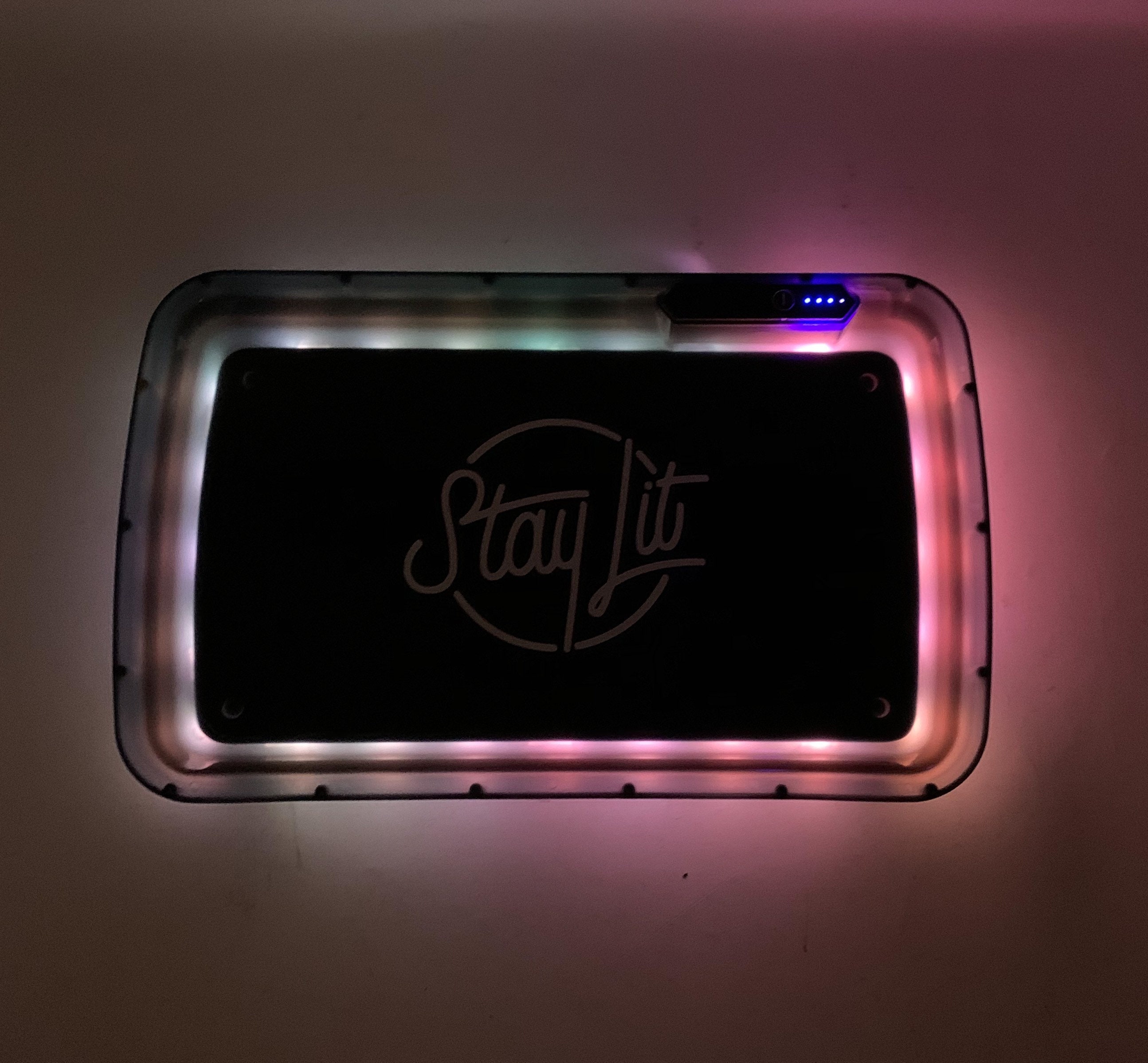 Glow Tray x StayLit Pink Glitter Black LED Rolling Tray 7 | Etsy