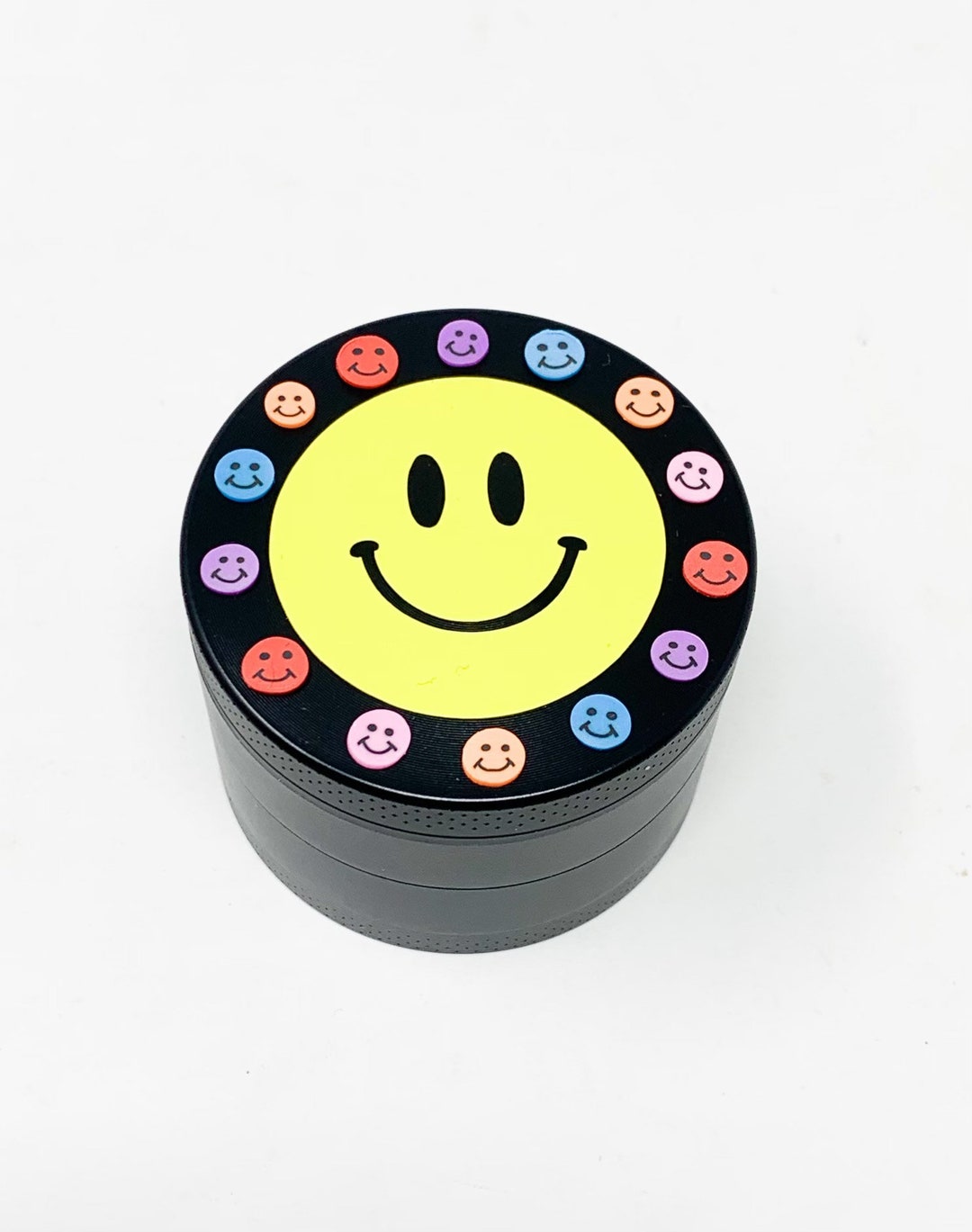 Herb Grinder Rainbow Smiley Face Custom Spice Grinder 4 Piece 55mm W ...