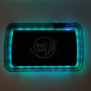 Glow Tray X Staylit Pink Glitter Black LED Rolling Tray 7 - Etsy
