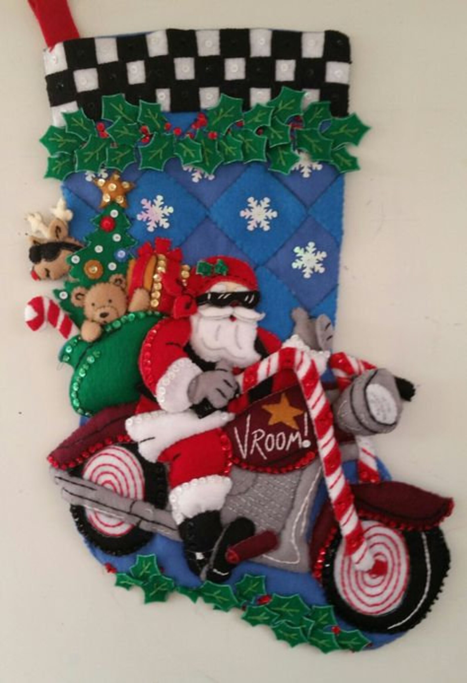 Motorcycle Santa Stocking - Etsy