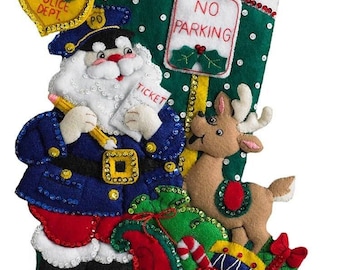 Bucilla Police Officer Santa 18 Felt Christmas Stocking Kit 86711 ...