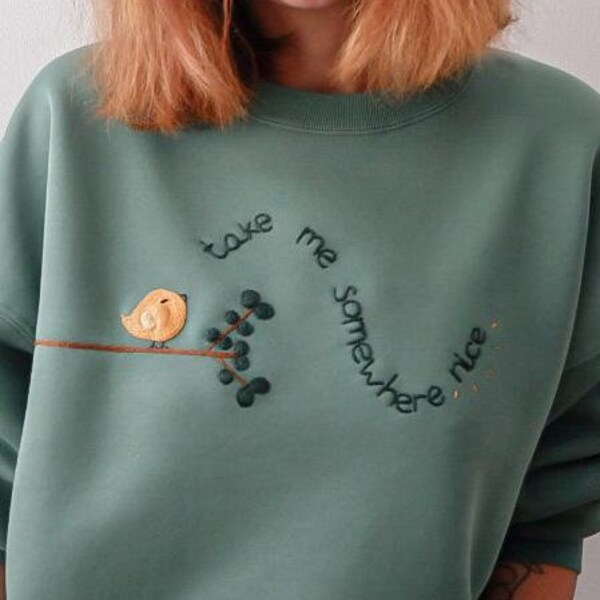 Hand Embroidered Sweatshirt - Etsy