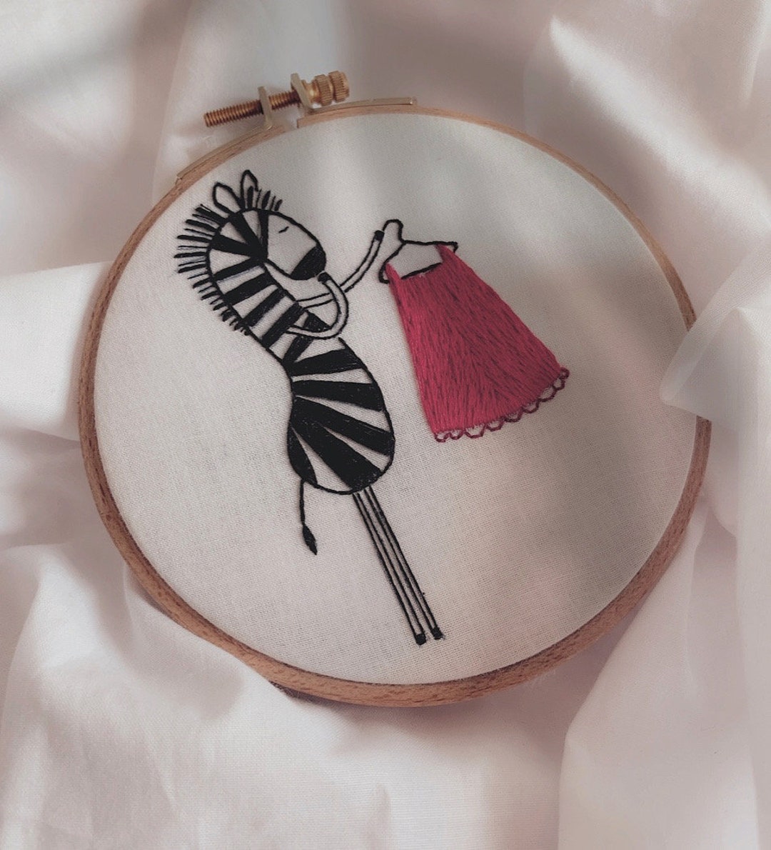 Hand Embroidery Pattern. Zebra Embroidery. Zebra in a Red Dress ...