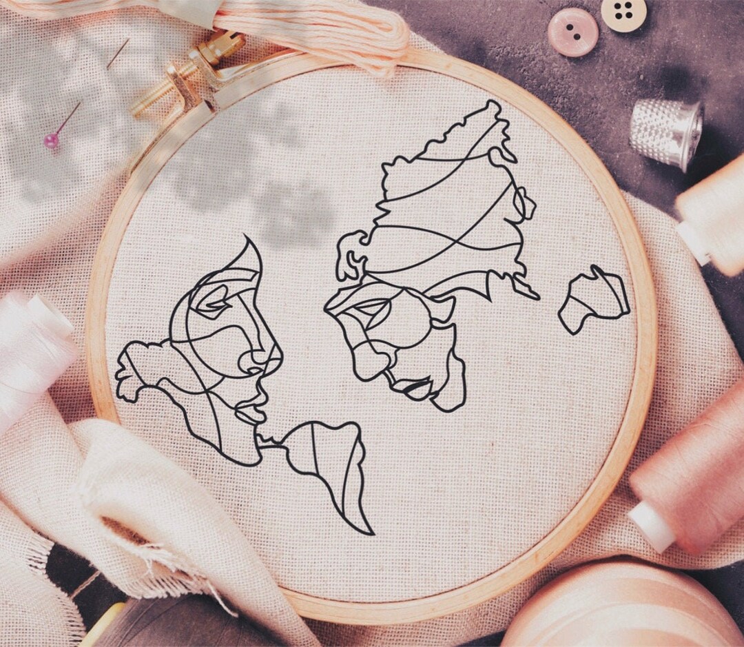 World Hand Embroidery Pattern. Hand Embroidery Template - Etsy