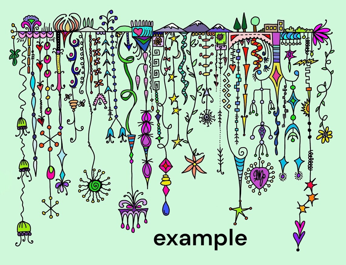 Whimsical Dangle Doodle Coloring Page: Mindful Line Art (PDF Download ...
