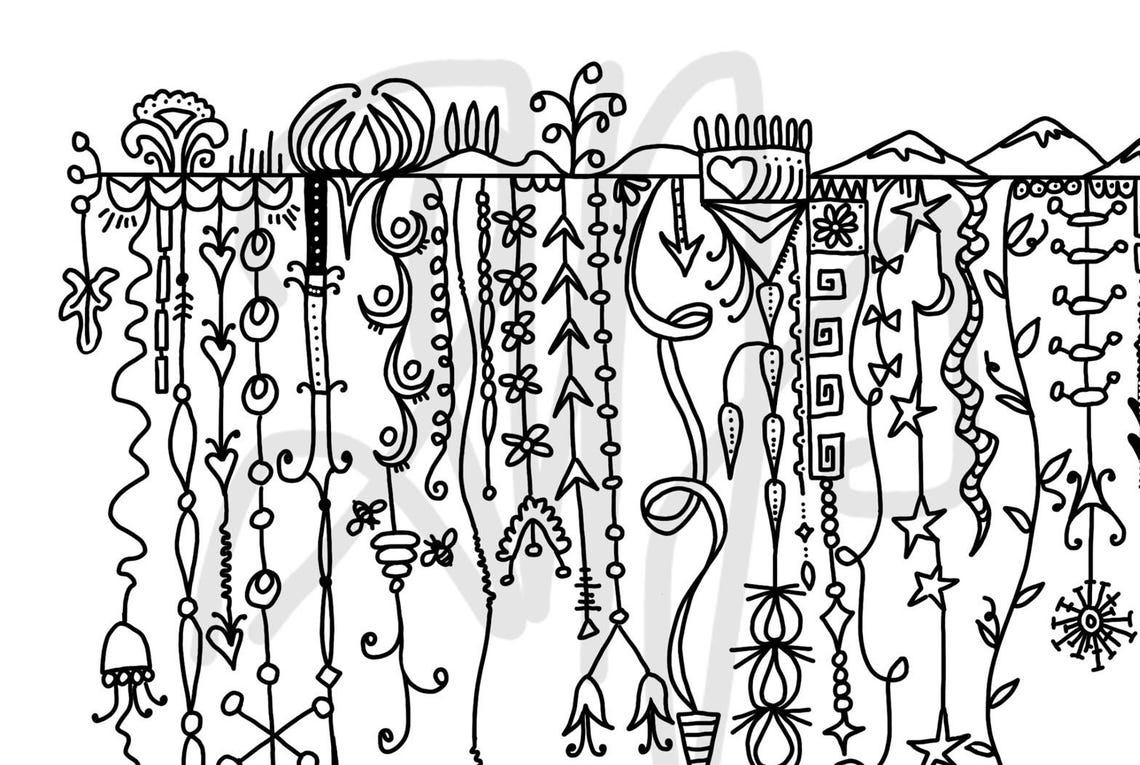 Whimsical Dangle Doodle Coloring Page: Mindful Line Art (PDF Download ...