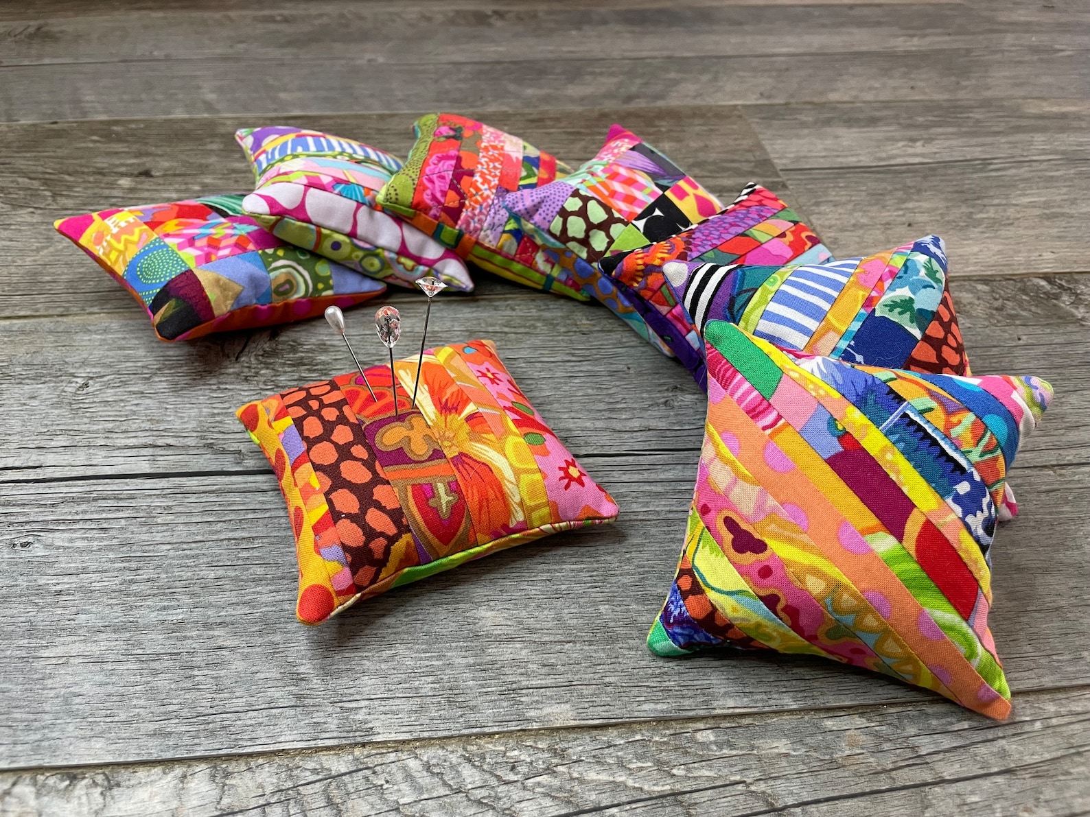 Kaffe Fassett Scrappy Pincushion: Handmade Patchwork Quilting Accessory ...