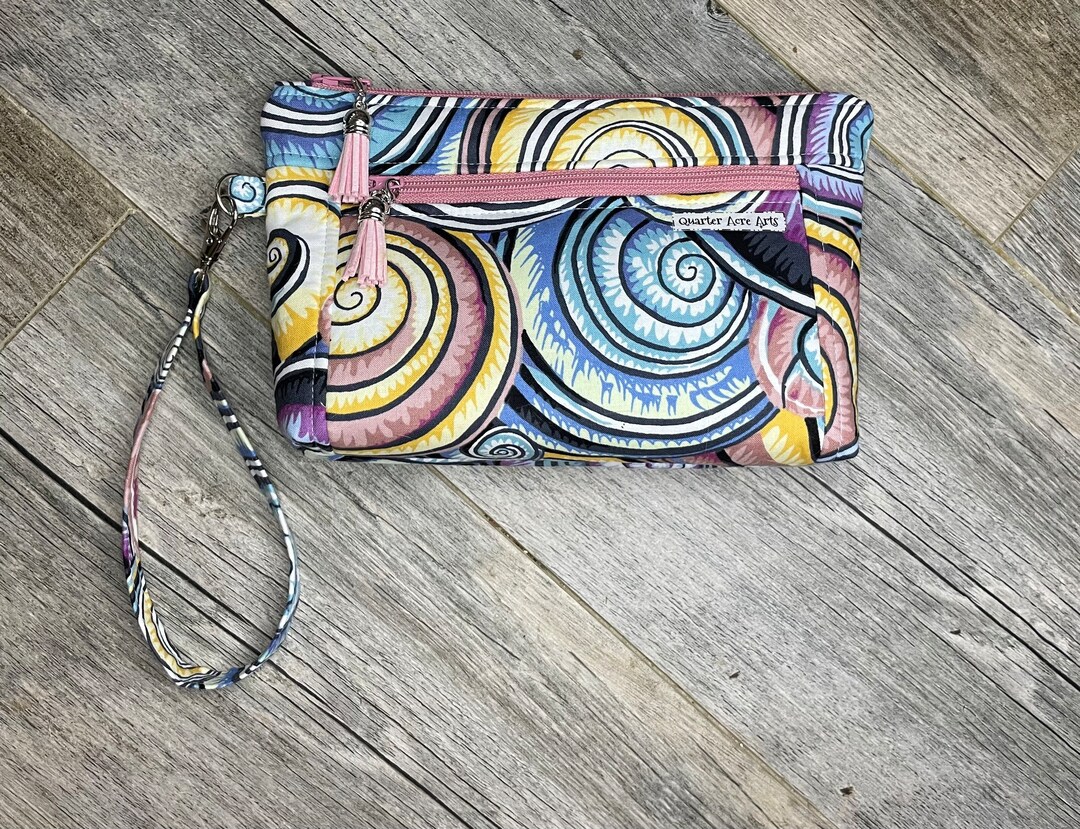Kaffe Fassett Devon Pouch, Clutch Wristlet, Double Zipper Pouch, Zipper ...