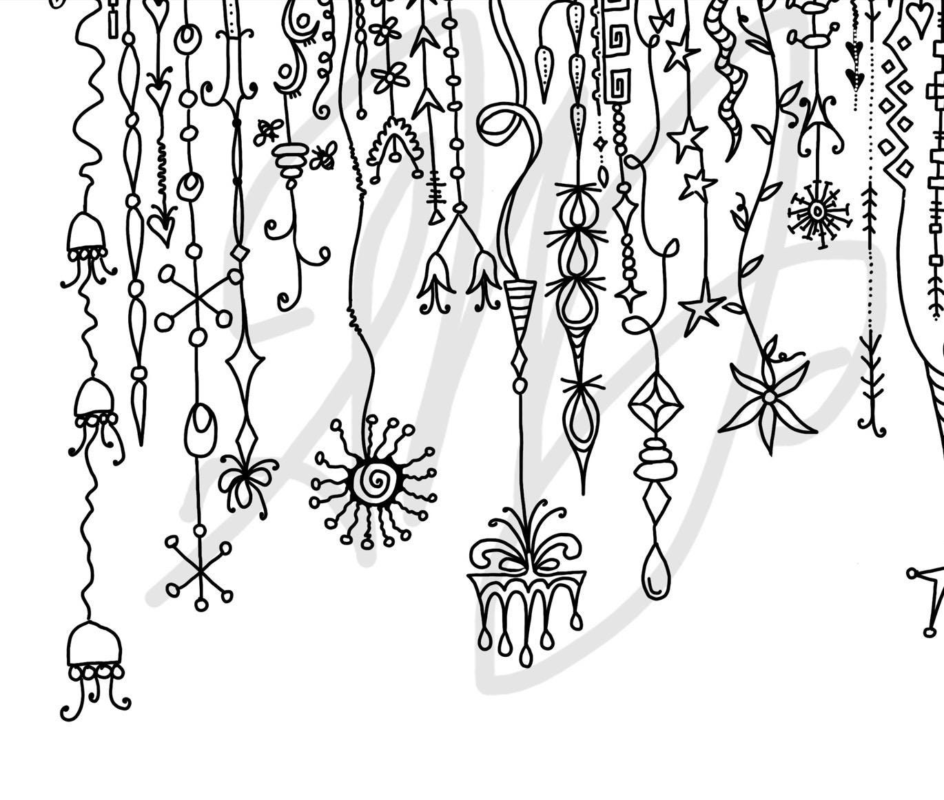 Whimsical Dangle Doodle Coloring Page: Mindful Line Art (PDF Download ...