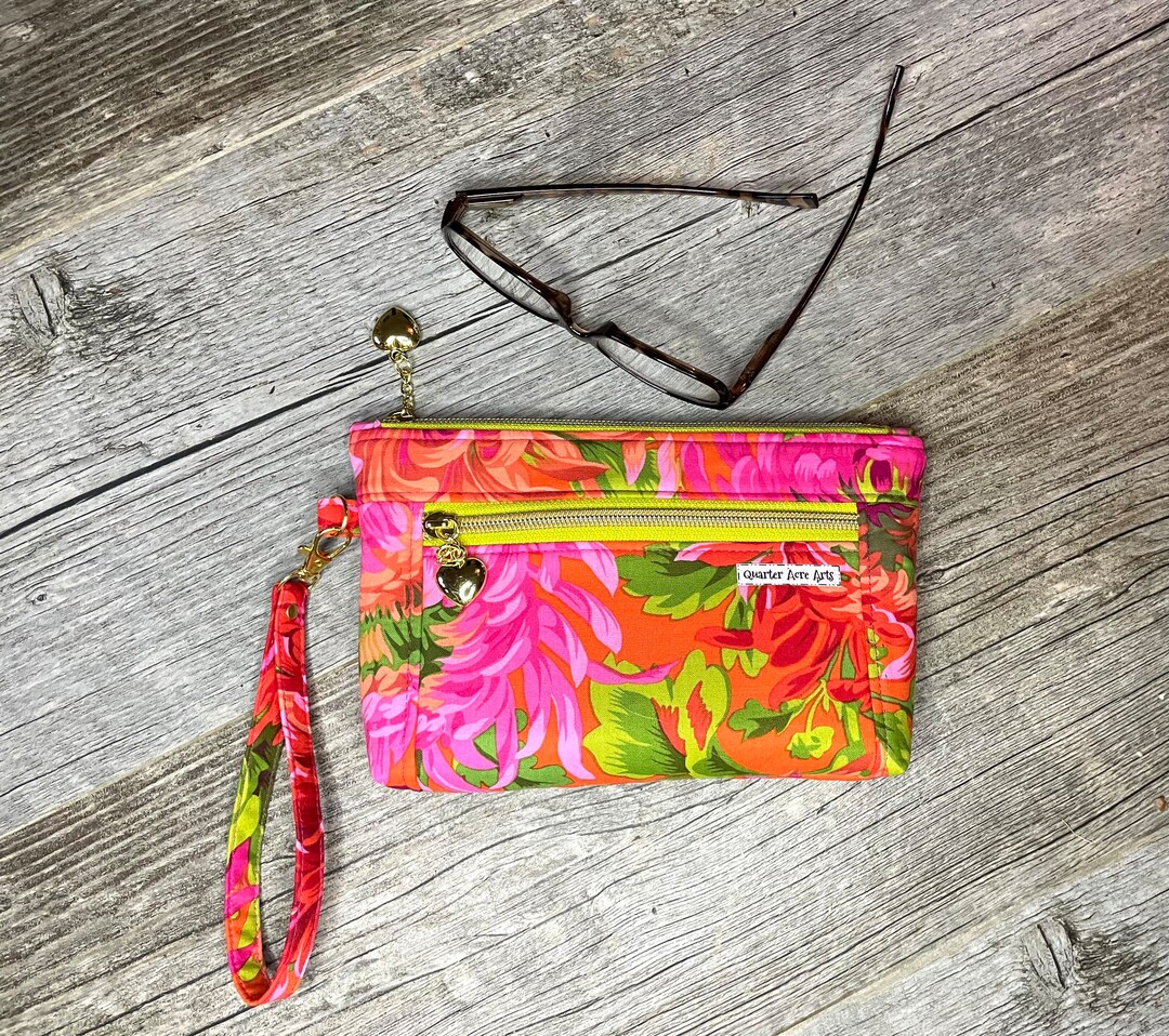 Philip Jacobs Shaggy Devon Pouch, Floral Wristlet, Double Zipper Pouch ...