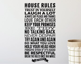 Family House Rules Wall Sticker - Etsy