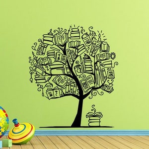 Books Tree Wall Decal Vinyl Sticker Book Poster Quote Education Sign ...