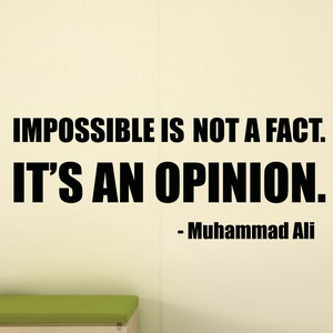 Muhammad Ali Quote Wall Decal Impossible is Not a Fact Boxing | Etsy