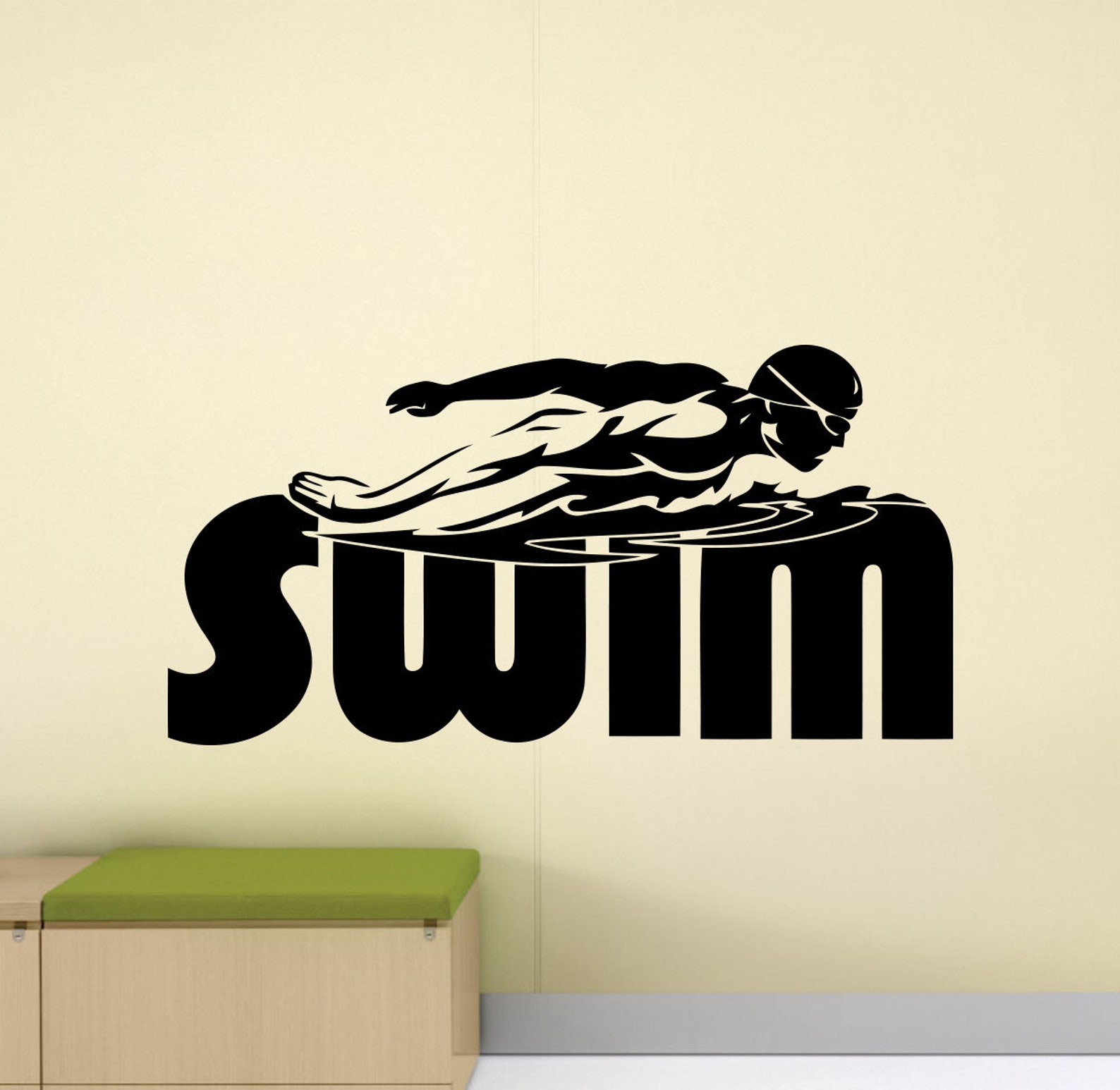 Swim Wall Decal Sport Swimming Pool Sign Gym Quote Man Swimmer Gift ...