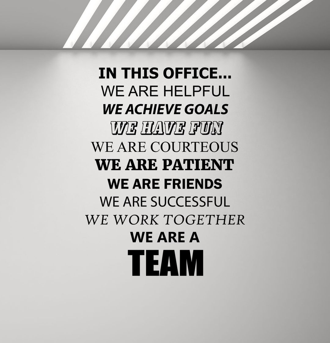 In This Office We Do Teamwork Wall Decal We Are A Team Poster Success ...