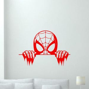 Spider Wall Decal Vinyl Sticker Morales Superhero Wall Decor Peeking ...