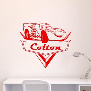 Personalized Cars Wall Decal Vinyl Sticker Custom Name Mcqueen Decor ...