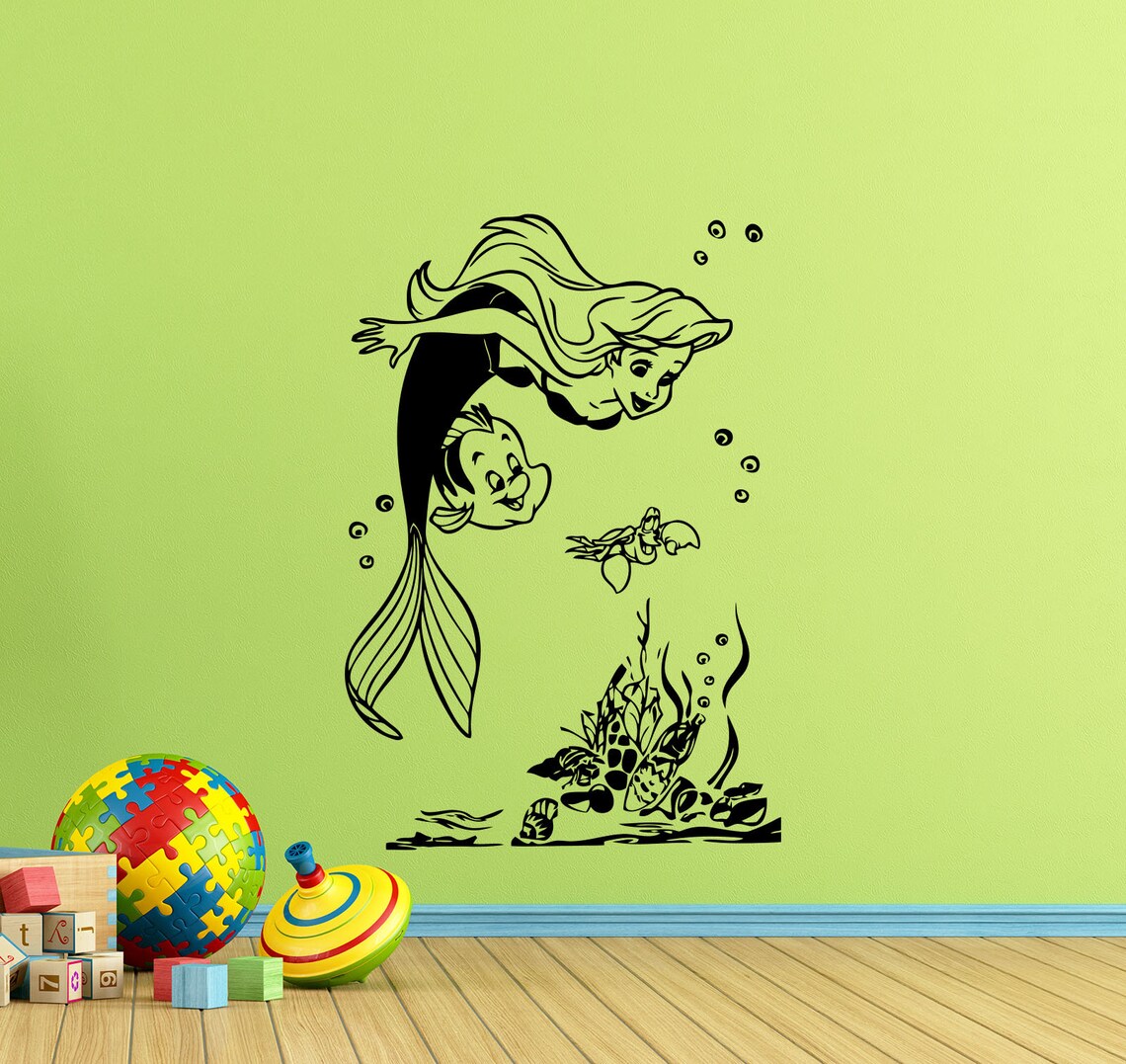 Ariel Little Mermaid Wall Decal Walt Disney Poster Baby Decor Sea ...