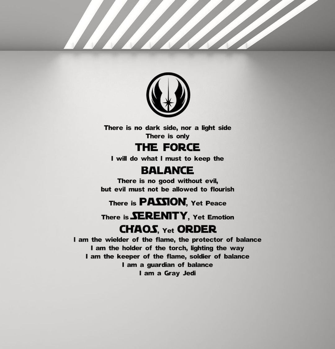 Gray Jedi Code Poster Star Wars Wall Decal Rules Quote Master Jedi Kids ...