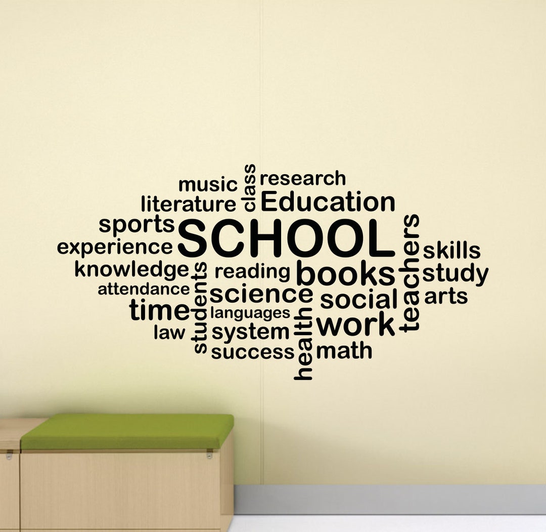 School Wall Decal School Poster Education Sign Classroom Word Cloud ...