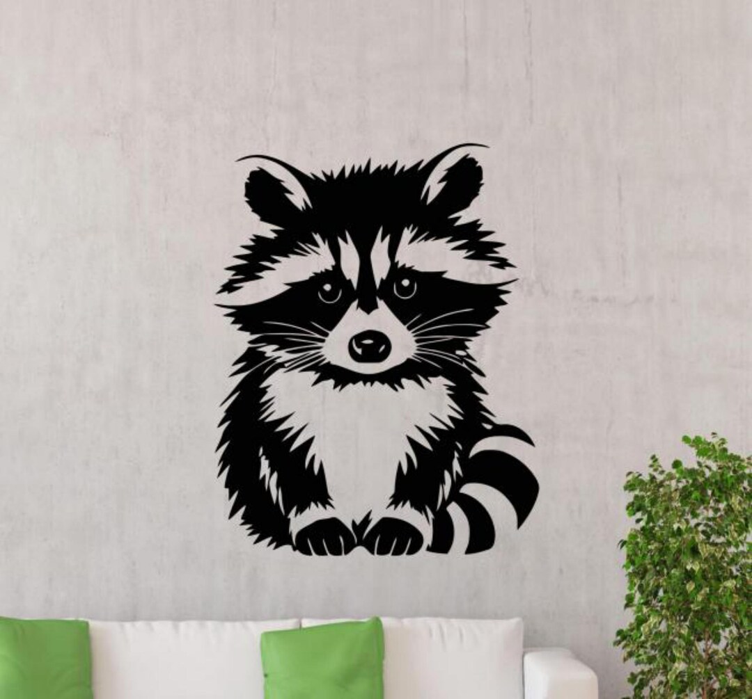 Raccoon Wall Decal Vinyl Sticker Cute Raccoon Gift Nursery Decor Sign ...