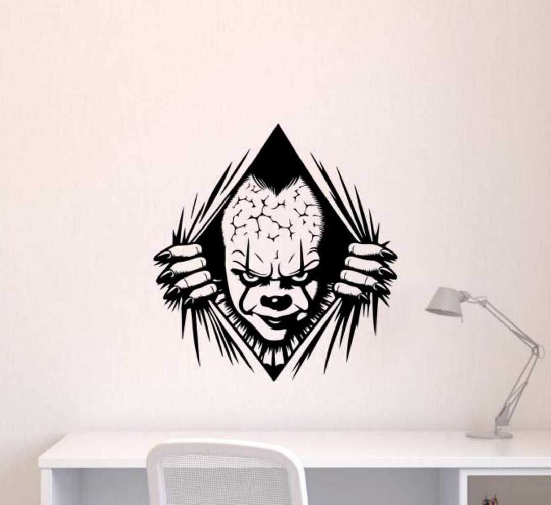 Scary Clown Wall Decal Vinyl Sticker Horror Movie Decor Maniac Theater ...