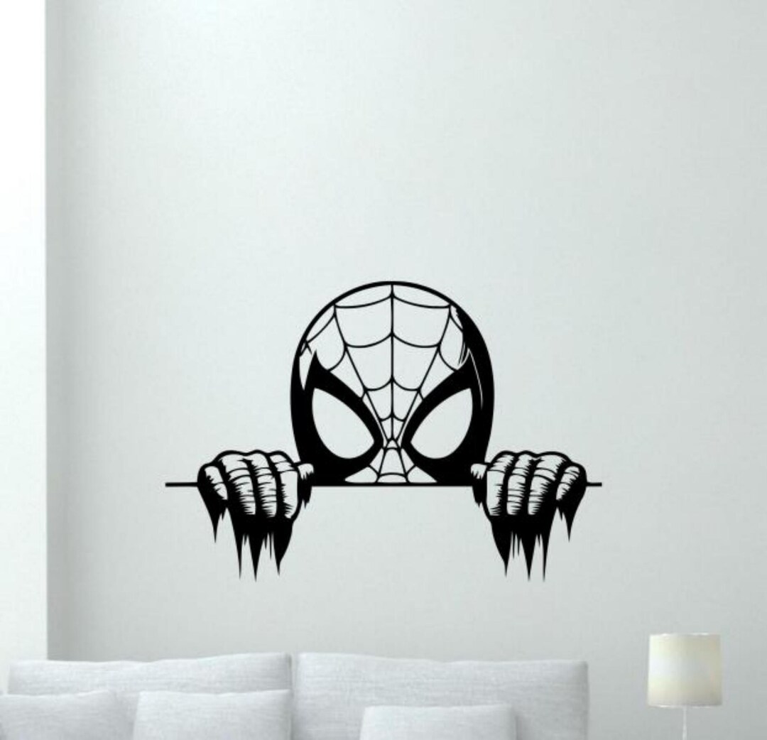 Spider Wall Decal Vinyl Sticker Morales Superhero Wall Decor Peeking ...