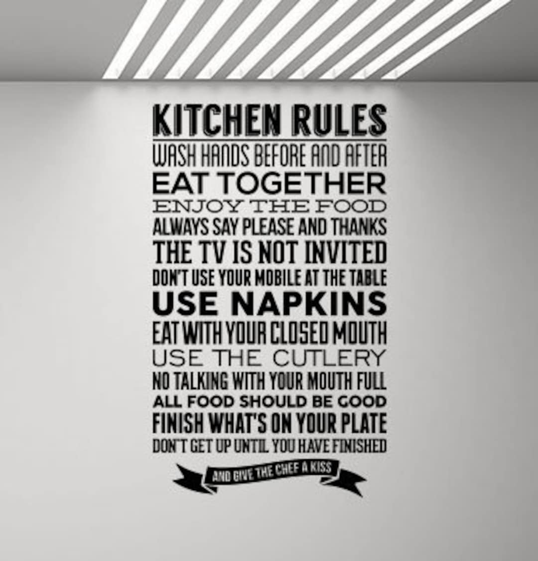 Kitchen Rules Wall Decal Kitchen Poster Word Cloud Dining Room - Etsy