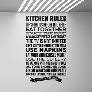 Kitchen Rules Wall Decal Kitchen Poster Word Cloud Dining Room - Etsy