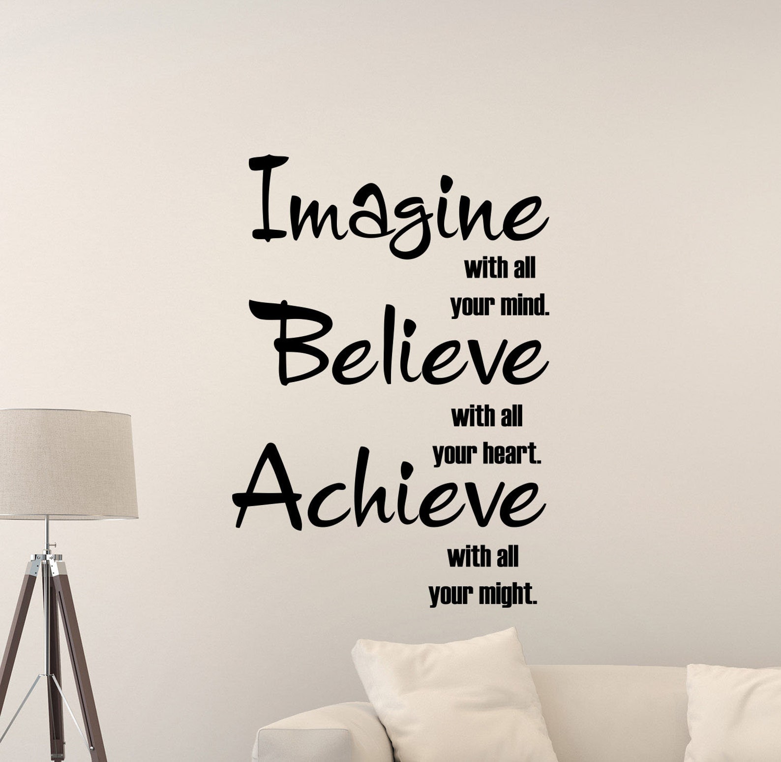 Imagine Believe Achieve Wall Decal Sign Gym Quote Classroom Office ...