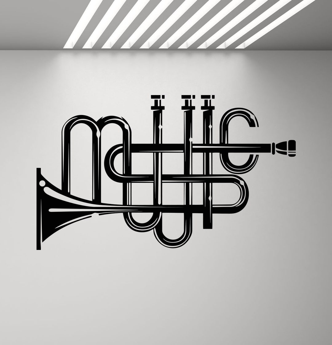 Music Wall Decal Trumpet Decor Sign Music Lover Gift Poster Mural Vinyl ...