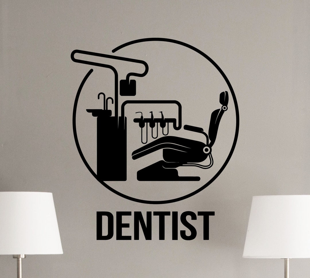 Dentist Sign Wall Decal Dental Clinic Chair Poster Tooth Stomatology ...