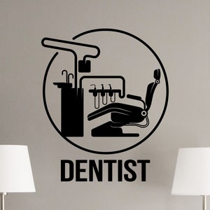 Dentist Sign Wall Decal Dental Clinic Chair Poster Tooth Stomatology ...
