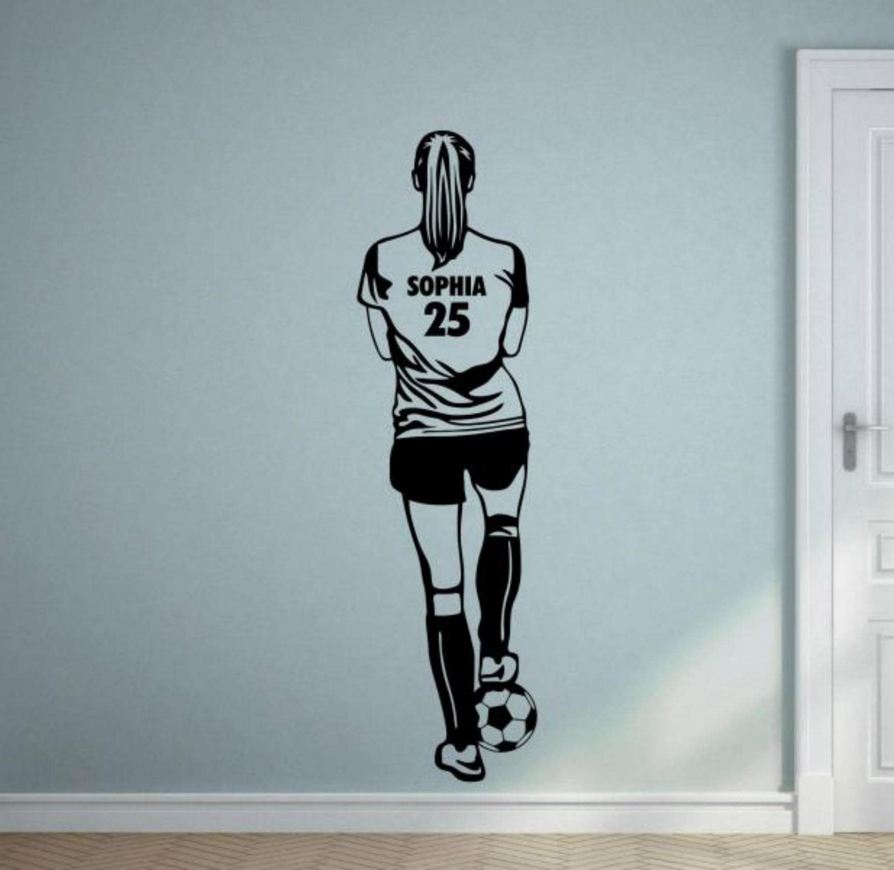 Personalized Soccer Girl Wall Decal Vinyl Sticker Custom Soccer Jersey ...