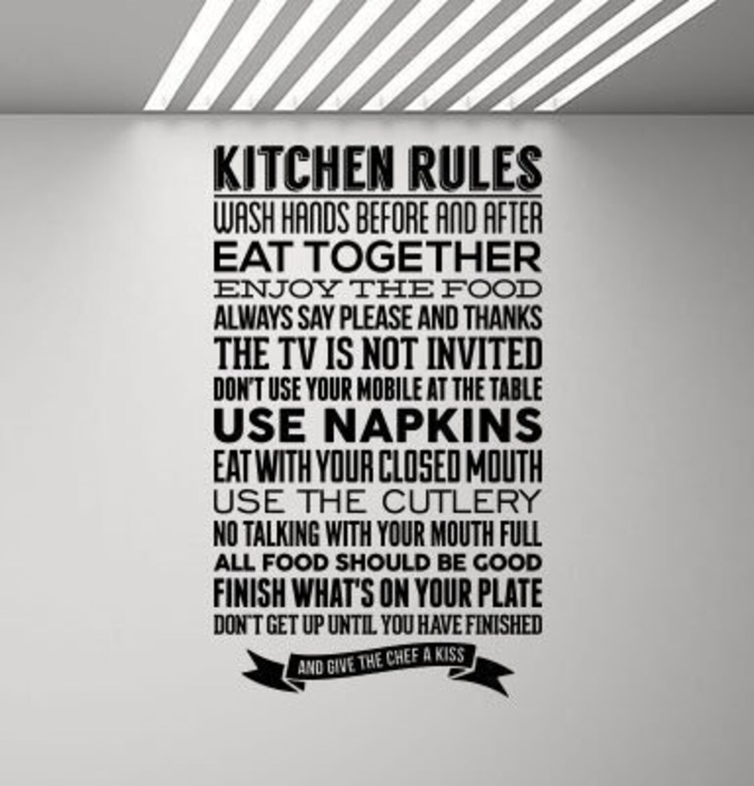 Kitchen Rules Wall Decal Kitchen Poster Word Cloud Dining Room Kitchen ...