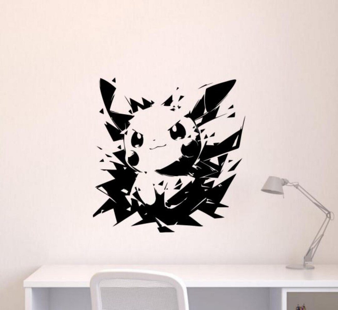 Pika Wall Decal Vinyl Sticker Cartoon Wall Decor Children Poster ...
