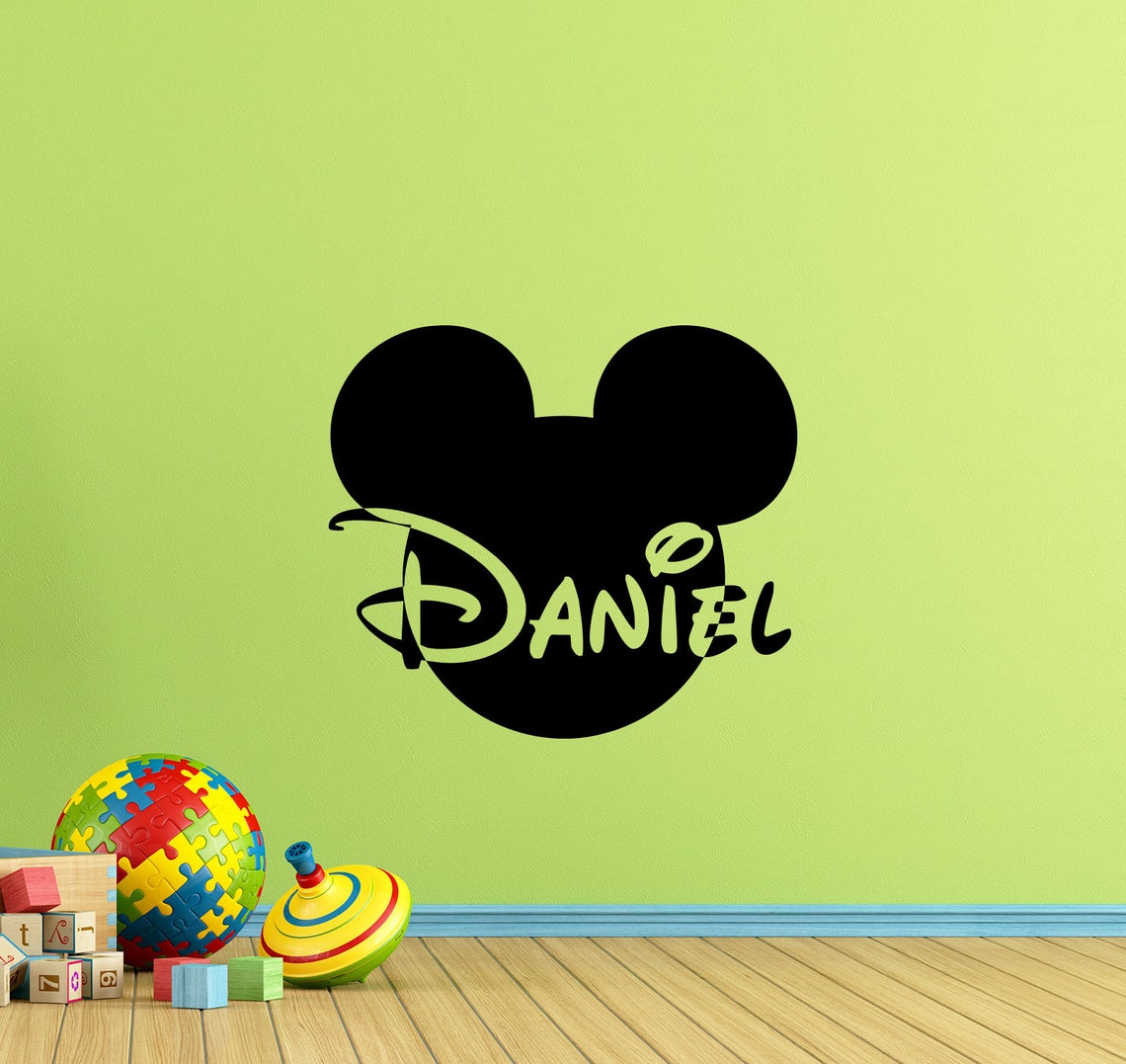 Personalized Name Mickey Mouse Ears Walt Disney Wall Decal | Etsy