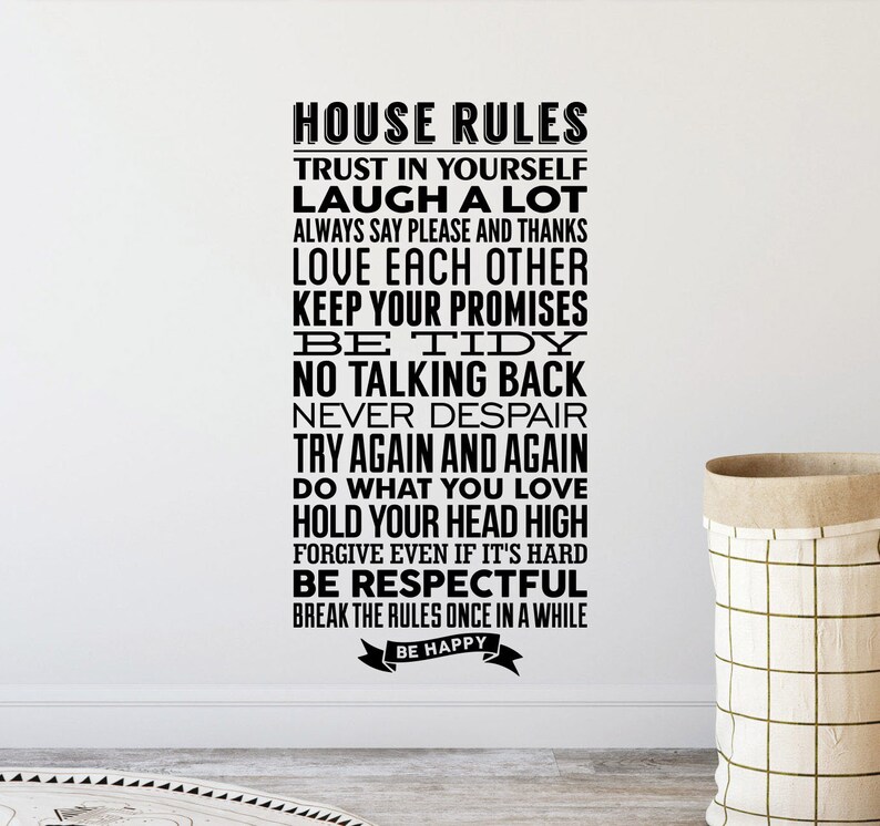 House Rules Sign Wall Decal 40x20 Poster Family Quote | Etsy