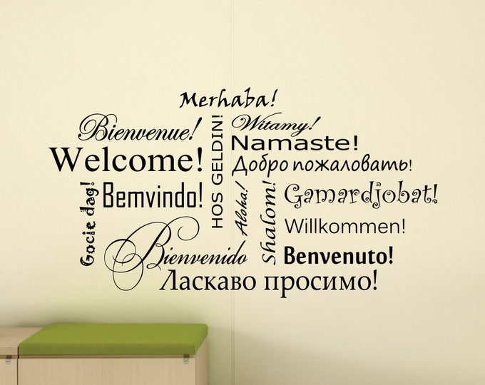 Welcome in Different Languages Wall Decal Hello Poster Office Sign ...