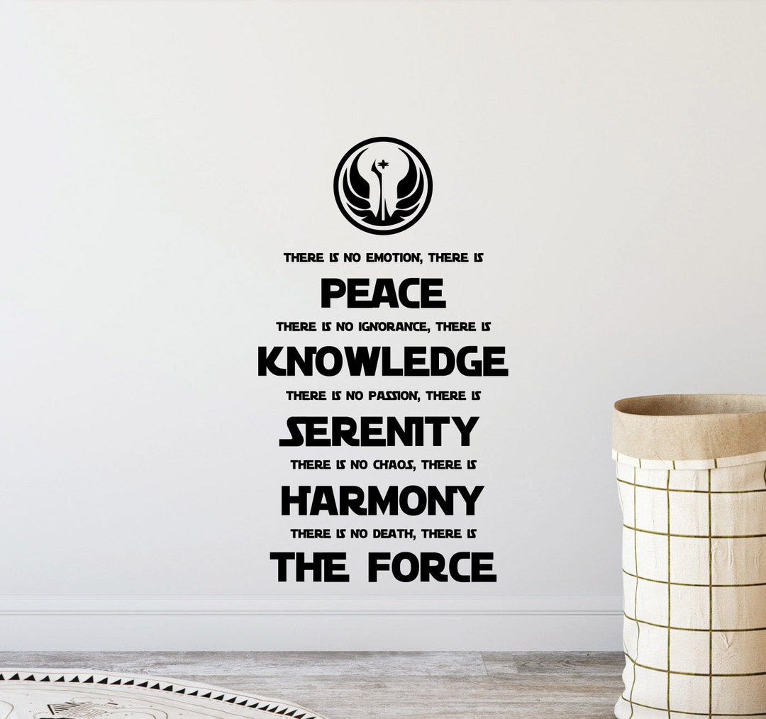 Jedi Code Poster Star Wars Wall Decal Rules Quote Master Jedi Kids Room ...