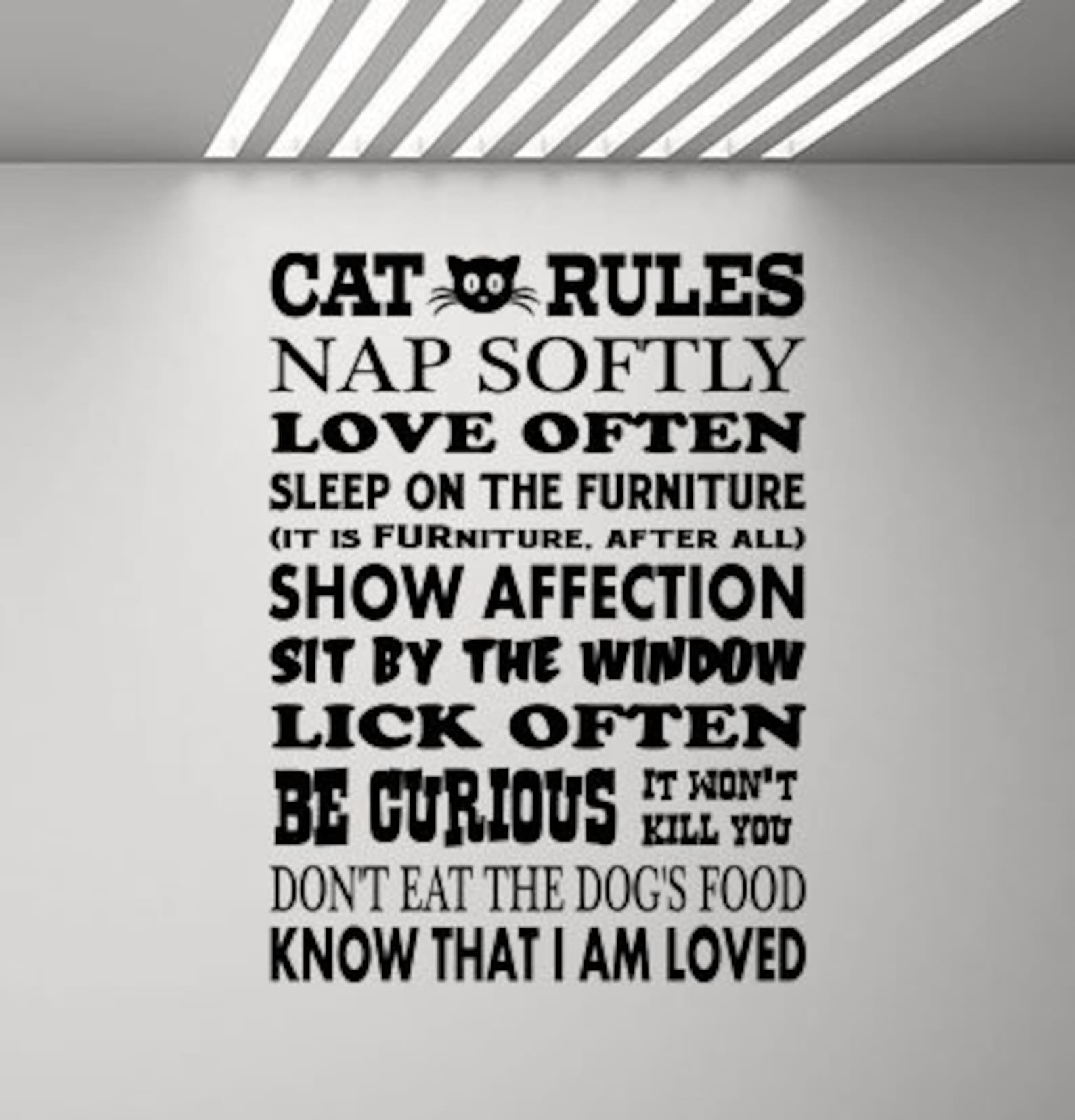 Cat Rules Sign Wall Decal Cat Wall Decal Cat Rescue Poster Cat | Etsy