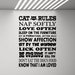 Cat Rules Sign Wall Decal Cat Wall Decal Cat Rescue Poster Cat - Etsy