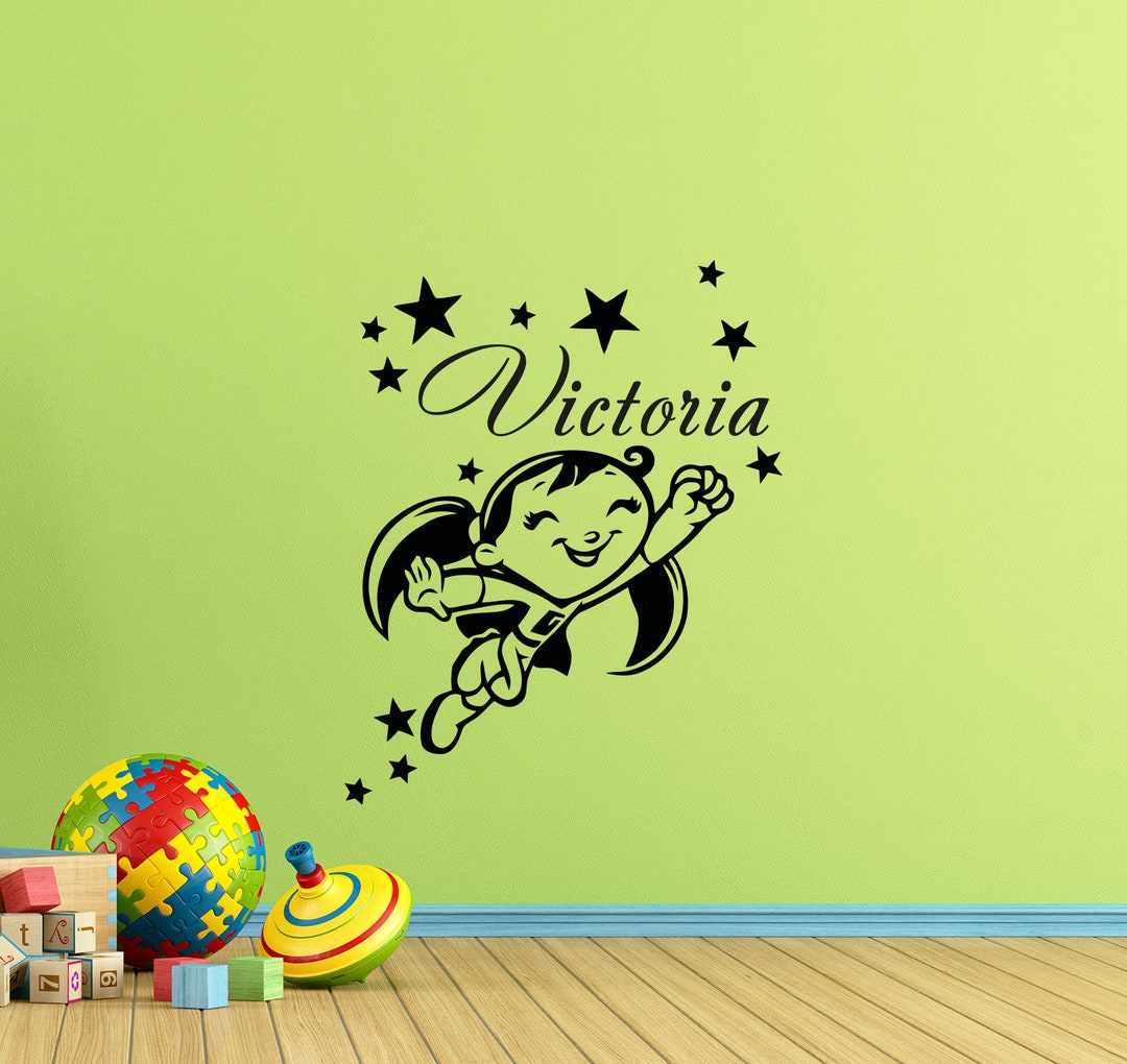 Personalized Girl Name Wall Decal Custom Sign Superhero Girl - Etsy