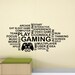 Gaming Wall Decal Word Cloud Video Gamer Gifts Kids PS4 Xbox Controller ...