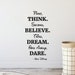 Walt Disney Quote Wall Decal Kids Room Poster Think Believe Dream Dare ...