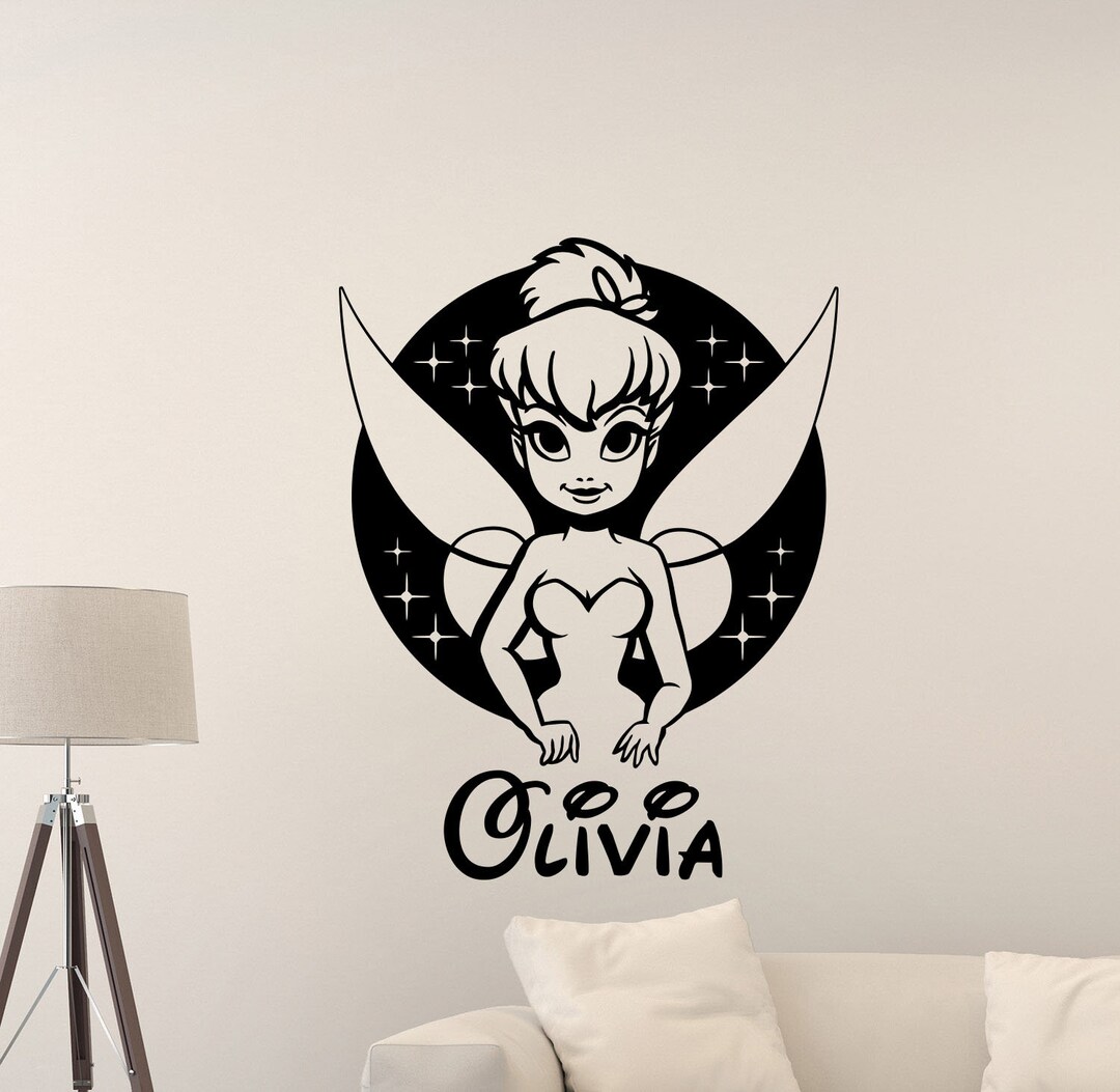 Personalized Tinkerbell Wall Decal Custom Girl Name Wall Art Walt ...