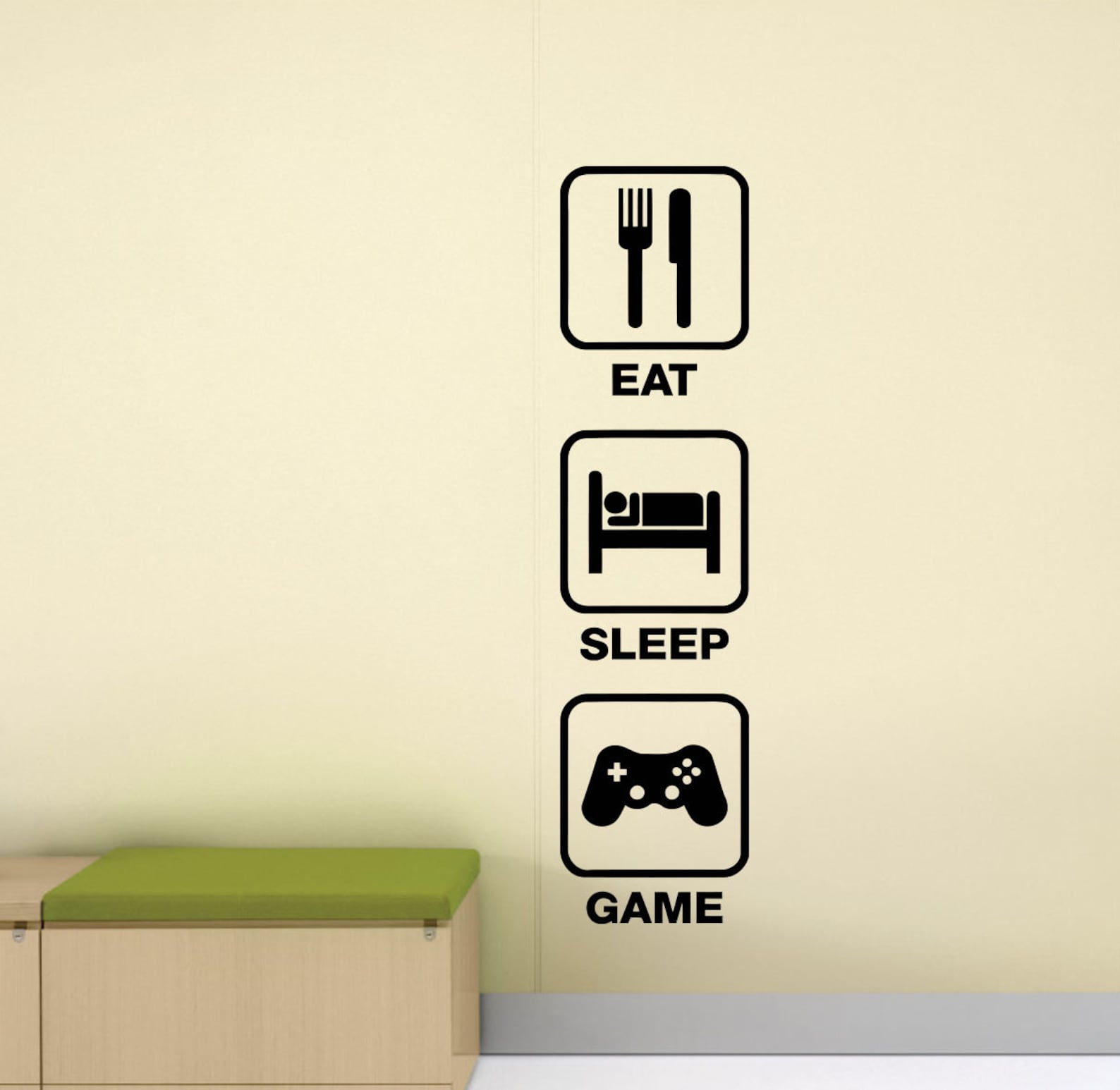 Eat Sleep Game Wall Decal Poster Video Game Gifts for Gamers Kids PS4 ...